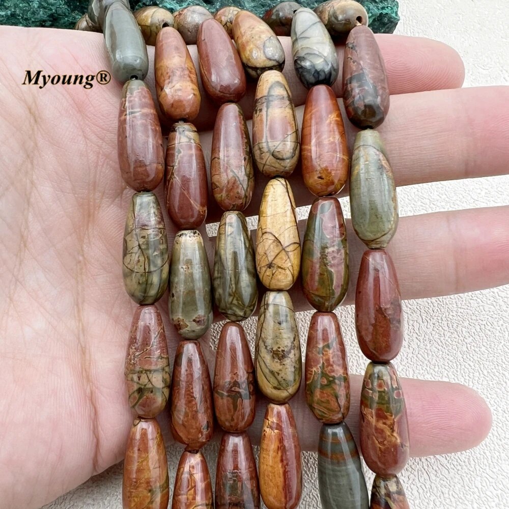 2 пряди 8x20 мм каплевидной формы натуральный камень Пикассо Jaspers Space Loose Beads для DIY изготовления ювелирных изделий MY231040