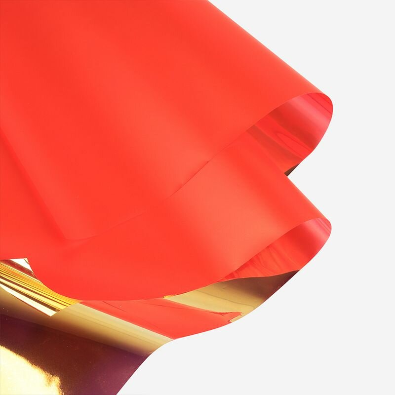 Пленка матовая для упаковки цветов, подарков "Голографический" красный 50х50 - 4 шт.