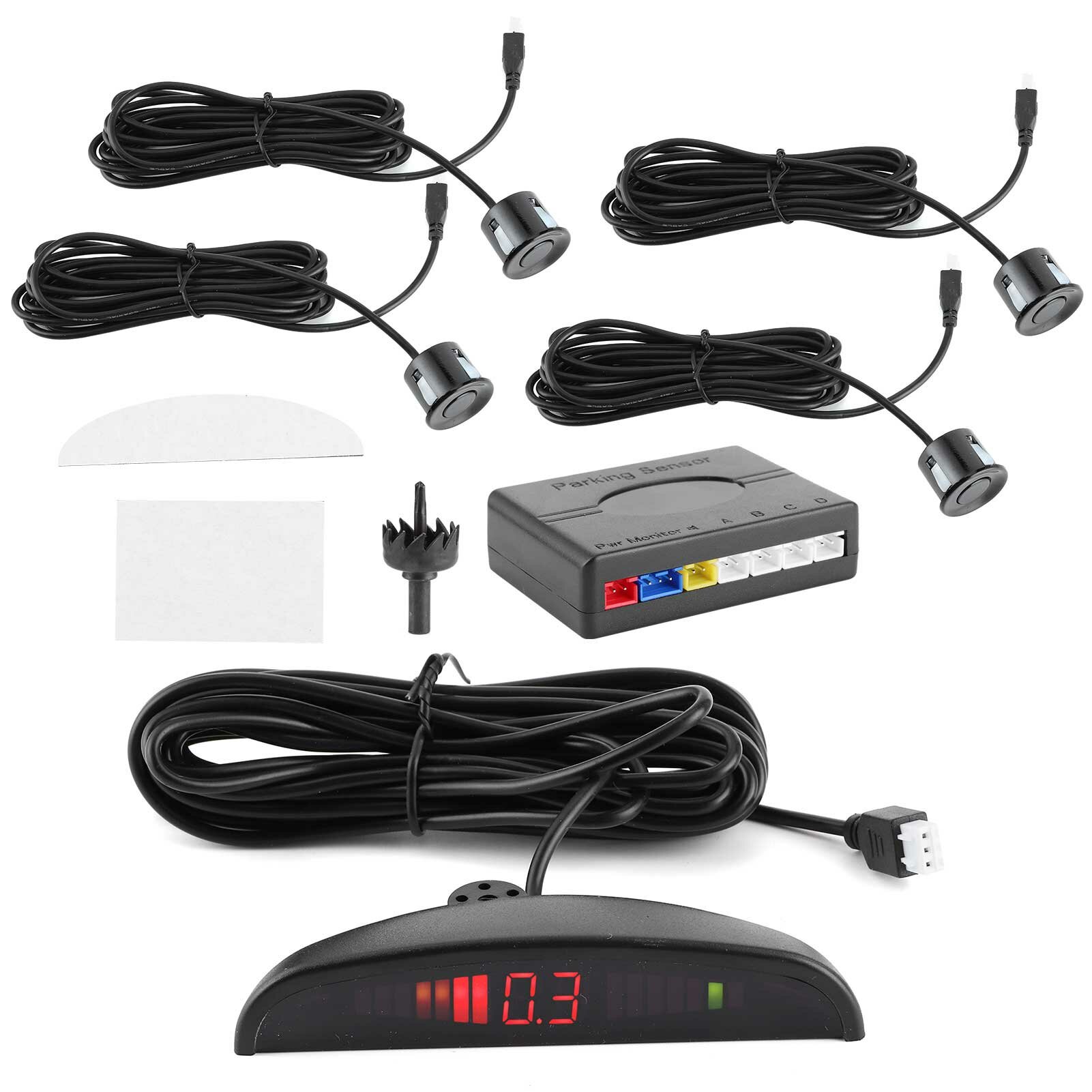 Радарный монитор для парковки автомобиля, 12 В постоянного тока, автоматический реверсивный резервный детектор с 4 датчиками