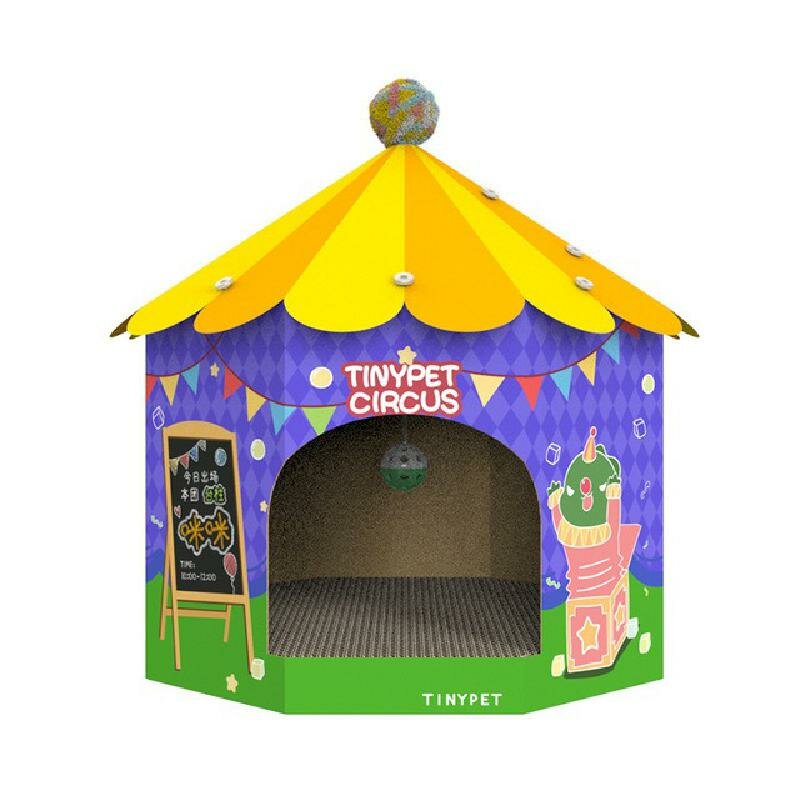 Cartoon Cat Scratcher Circus Cat Nest Grind Claws Cylinder Double Bell Kitten House Furniture Pet Supplies
