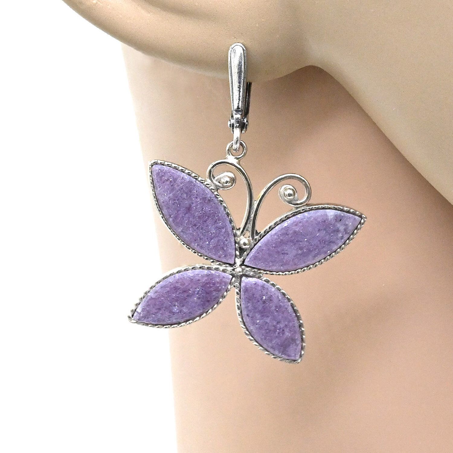 Серьги, лепидолит