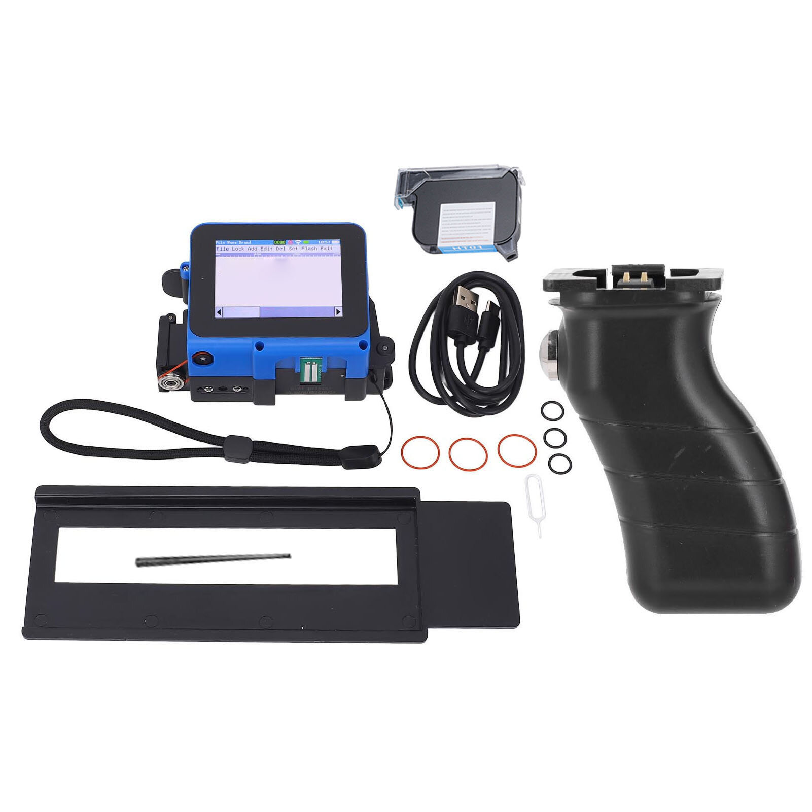 Мини-струйный принтер со съемной ручкой, высокой адгезией, высотой 12,7 мм, портативный, для печати штрих-кодов, даты, текста и цифр, синий.