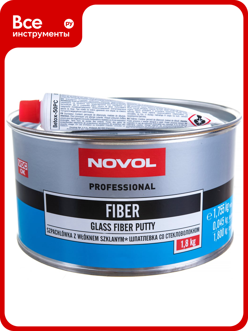 Шпатлевка Novol FIBER со стекловолокном 1.8 кг X6118502