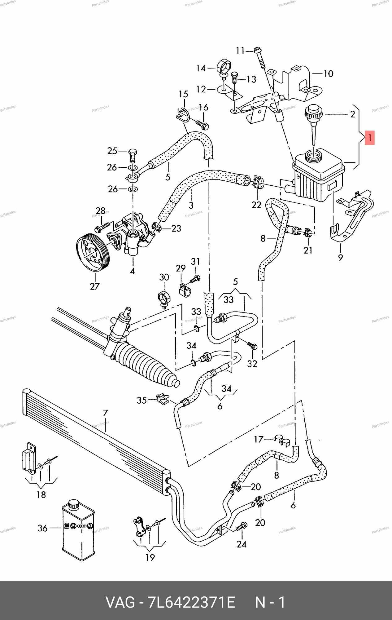 Бачок гидроусилителя руля, VAG 7L6422371E