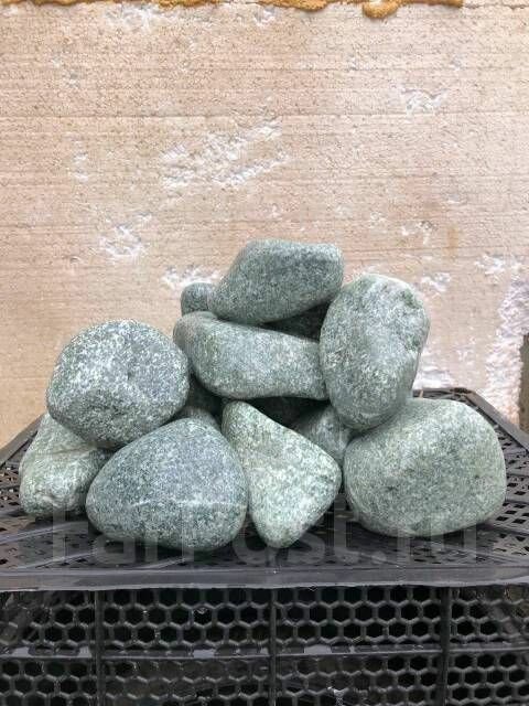 Камень для бани и сауны Жадеит, зеленый, фракция 70-150мм. 15 кг