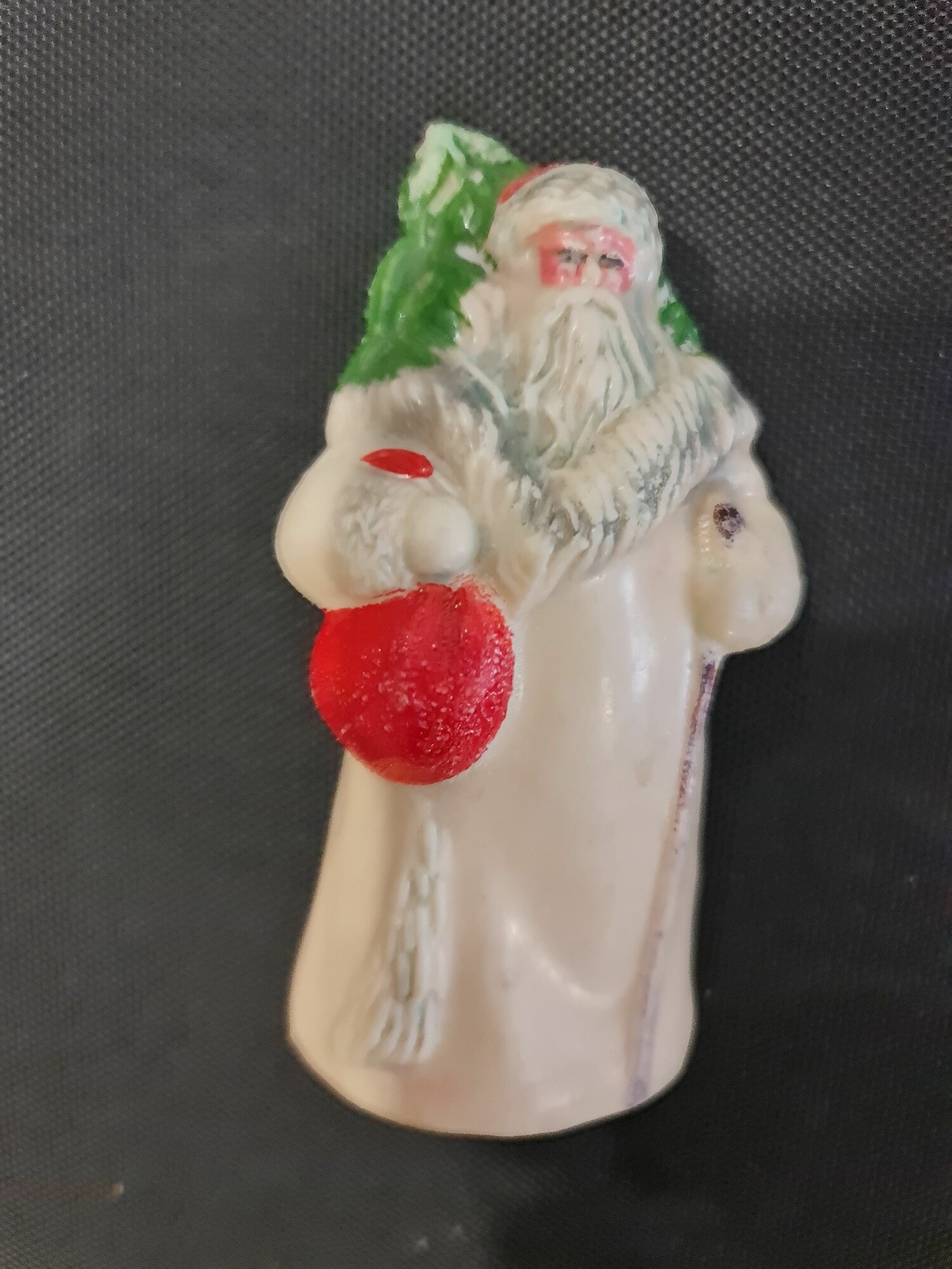 Редкая Коллекционная винтажная фигурка Дед Мороз с ёлкой, дутая пластмасса СССР, 1960-1970-е гг, 13 см