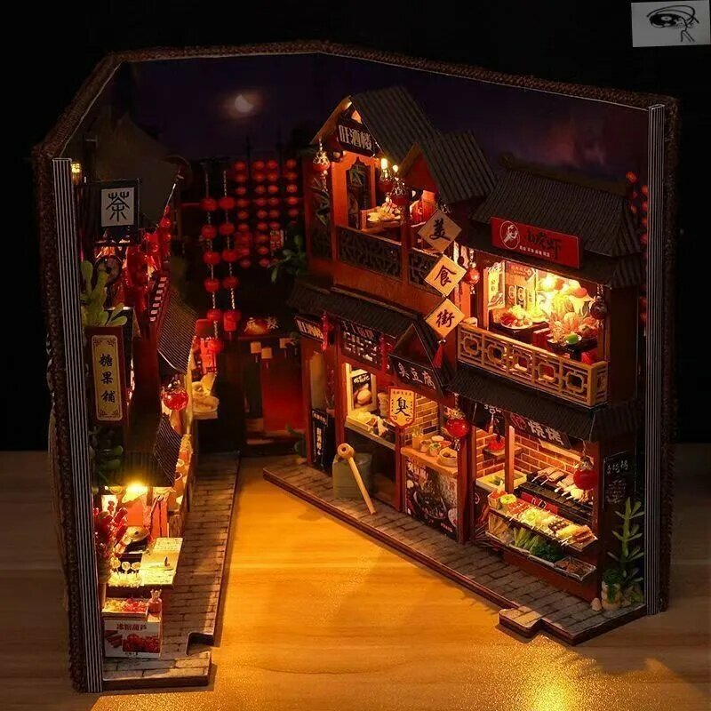 Пазл 3D DIY «Китайская кухня» — сборная книжная полка с подсветкой, декор и оригинальный подарок