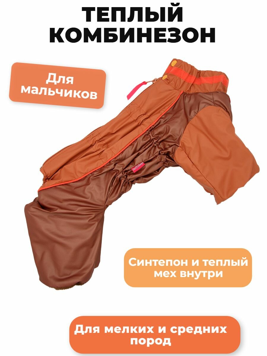 Утепленный комбинезон для собак мальчиков мелких и средних пород на синтепоне