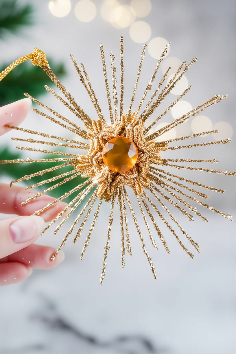 Ёлочное украшение снежинка флоэль, металл, золотая, 14 см, Winter Deco 2007608