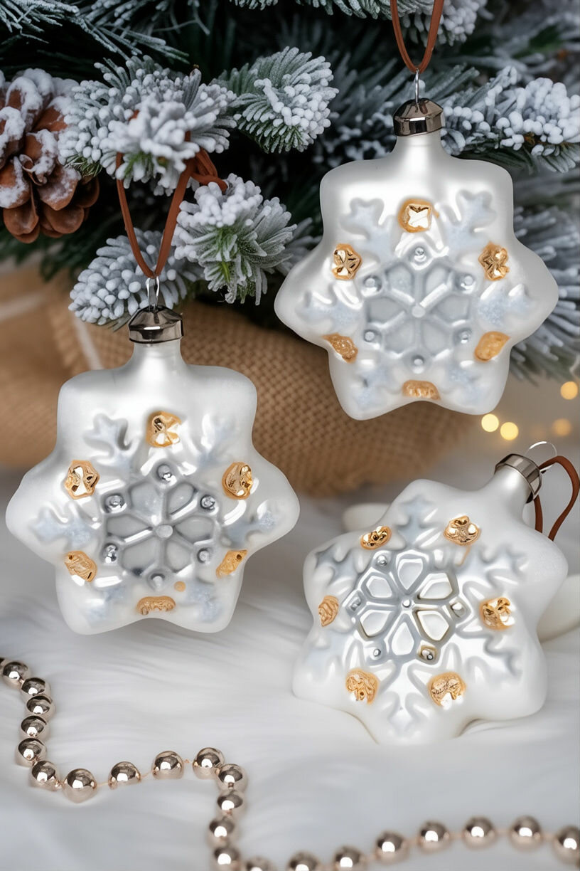 Набор ёлочных украшений голден блюз, стекло, 8 см, 3 шт, Винтер Деко (Winter Deco) 4060281