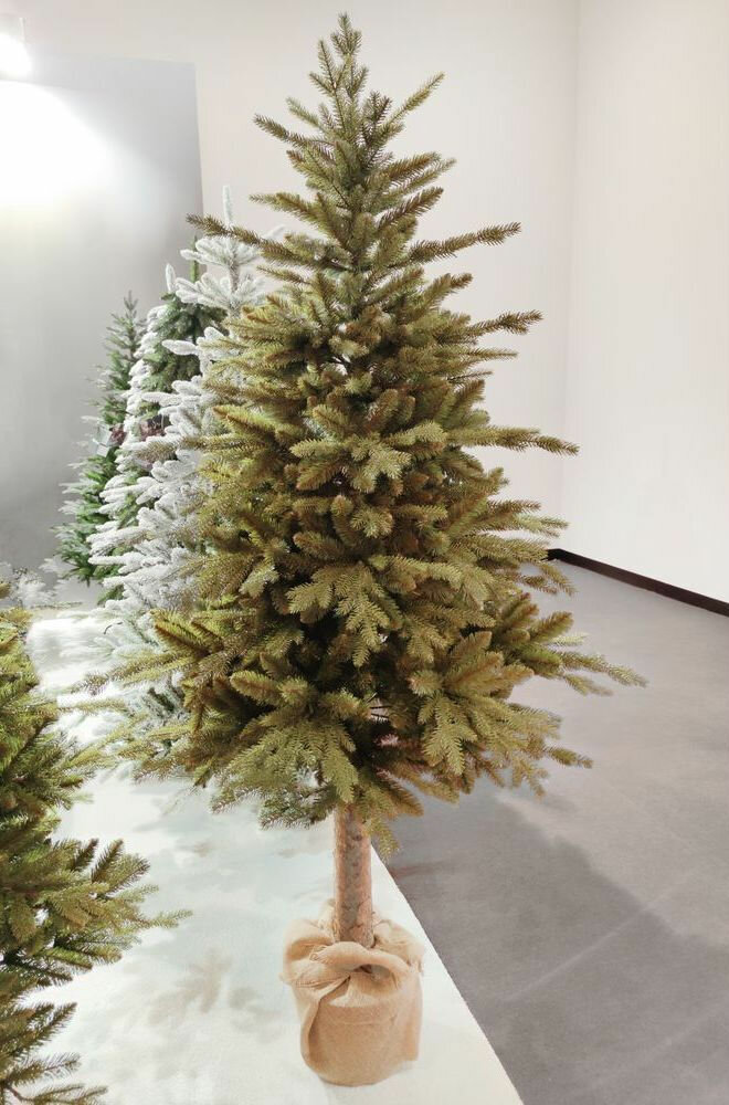 Искусственная ель аляска с натуральным стволом, зелёная, хвоя литая+ПВХ, 240 см, Decorland DC1037