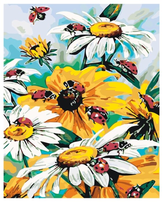 Садовые ромашки Раскраска по номерам на холсте Живопись по номерам