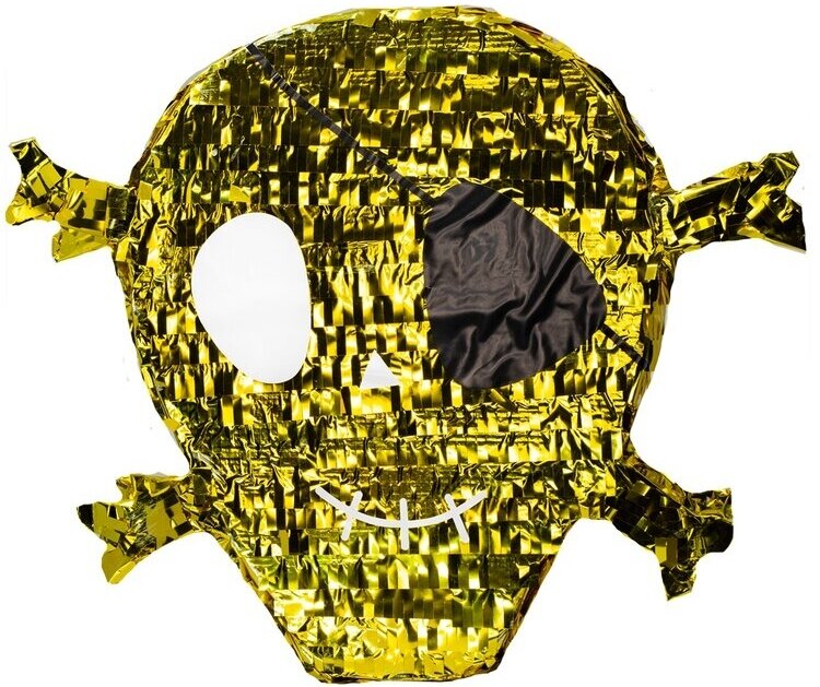 Пиньята Череп Пирата золотой 55х45х10