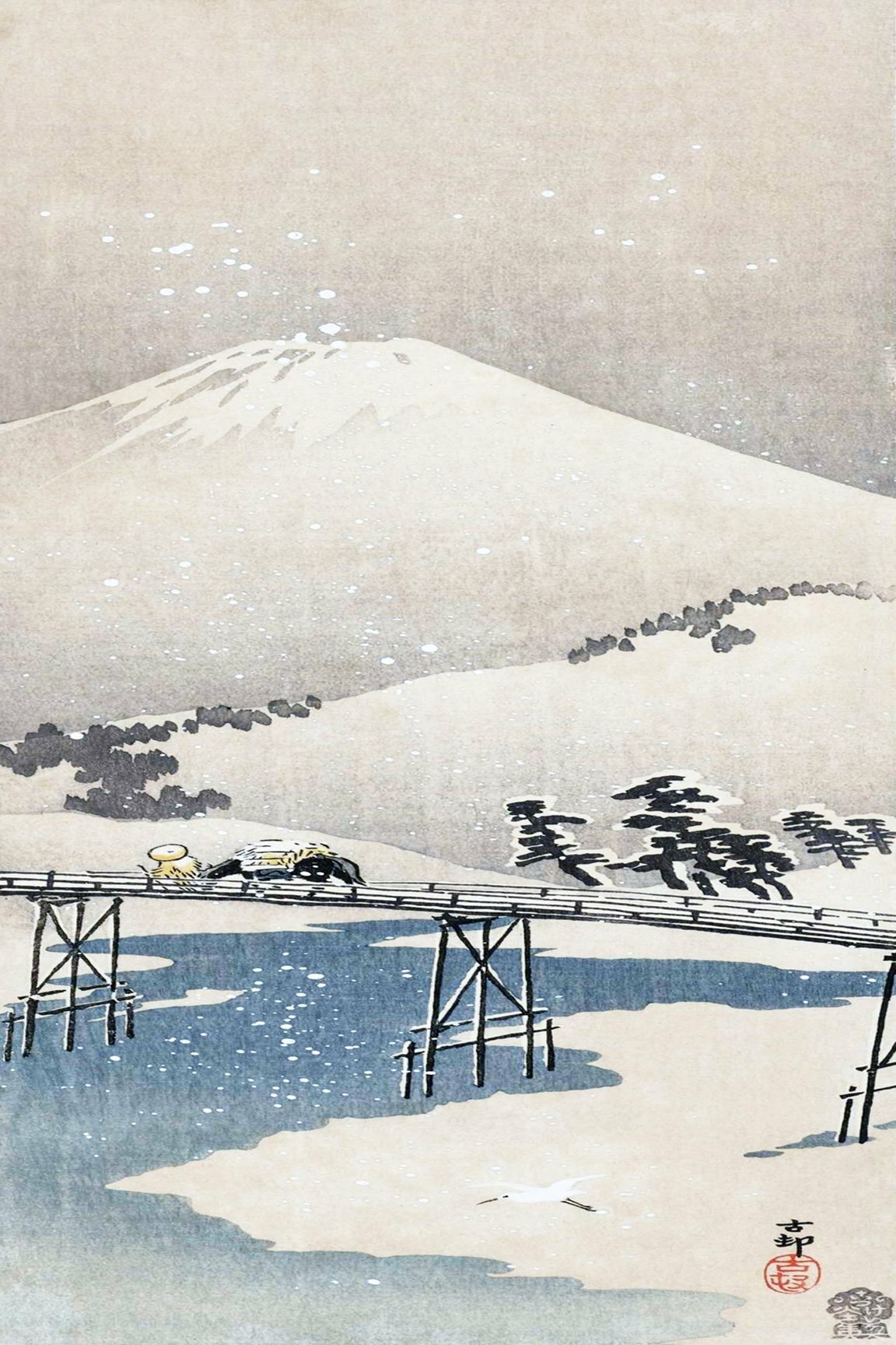 Постер / Плакат / Картина Зима - Замерзшая река 50х70 см в подарочном тубусе