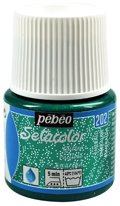 Краски и контуры по ткани PEBEO Краска для светлых тканей с микро-глиттером Setacolor 45 мл 329202 изумруд