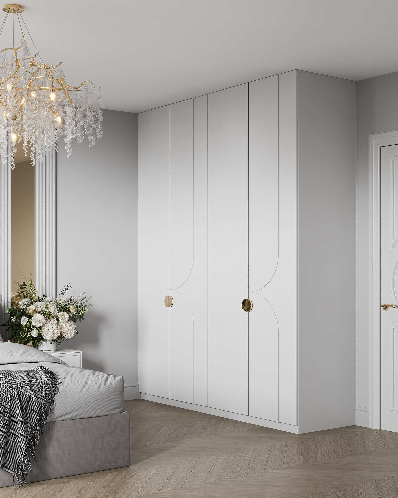 Распашной шкаф IRINA MEBEL "Виолетта", МДФ фасады, четырехдверный