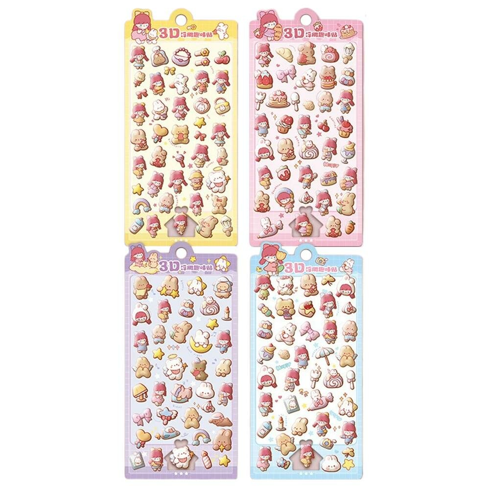 Рельефные наклейки, 4 листа объемных наклеек, детские мультяшные наклейки, милые наклейки с животными для чехлов для телефонов, блокнотов и скрапбуков.