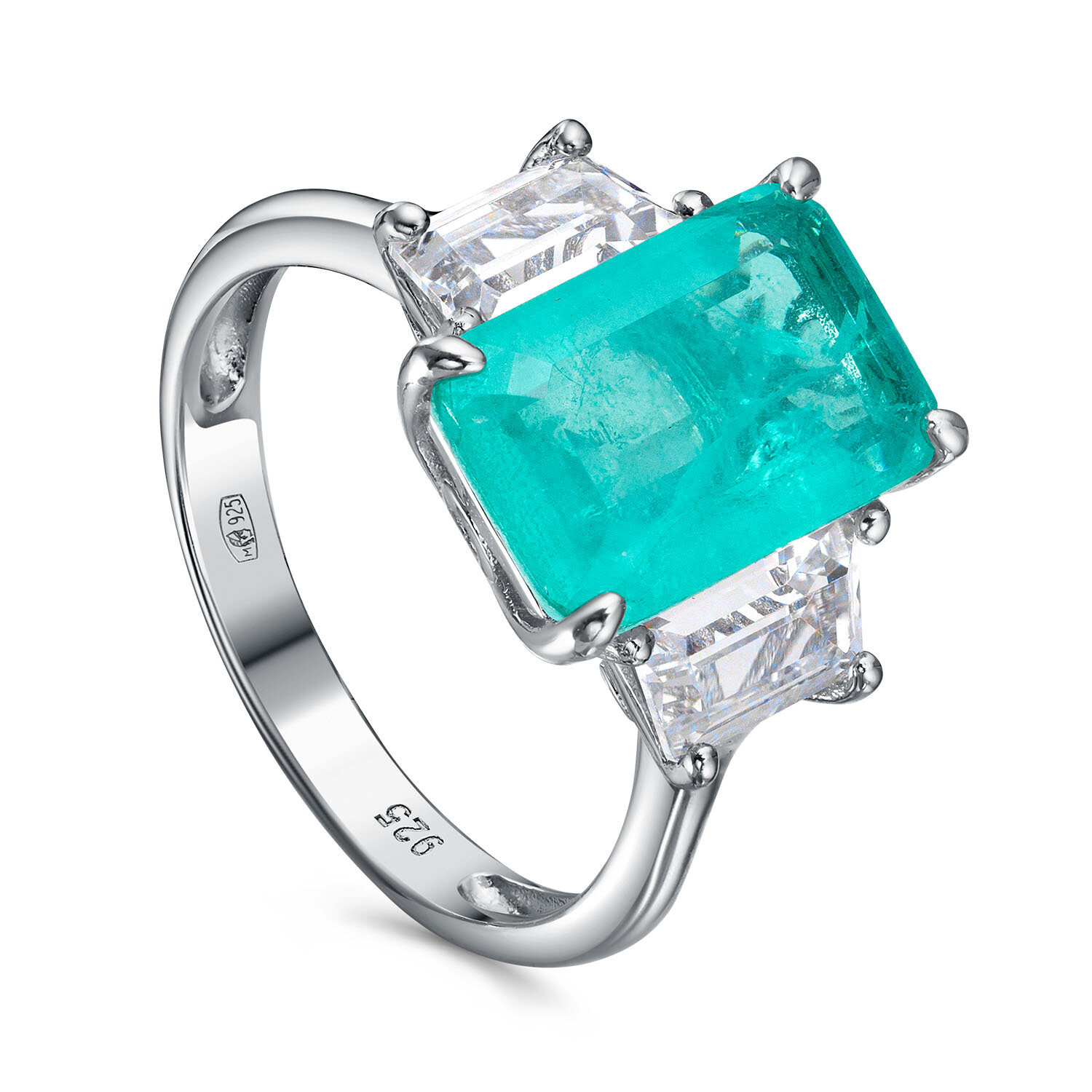 Кольцо тонкое, серебро, 925 проба, алпанит, фианит