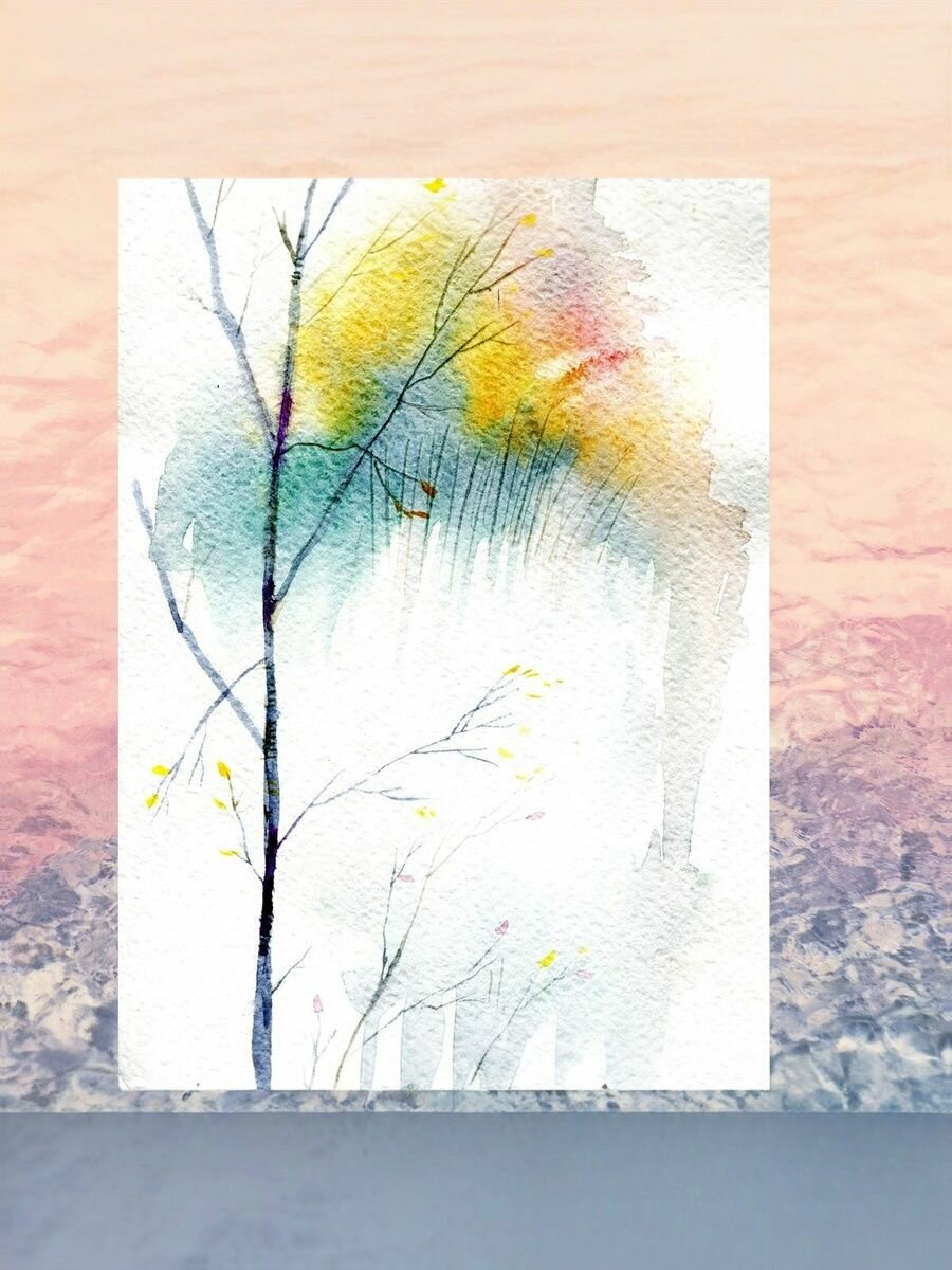 Поздравительная открытка с конвертом. Открытка с пейзажем для поздравления с Днем рождения