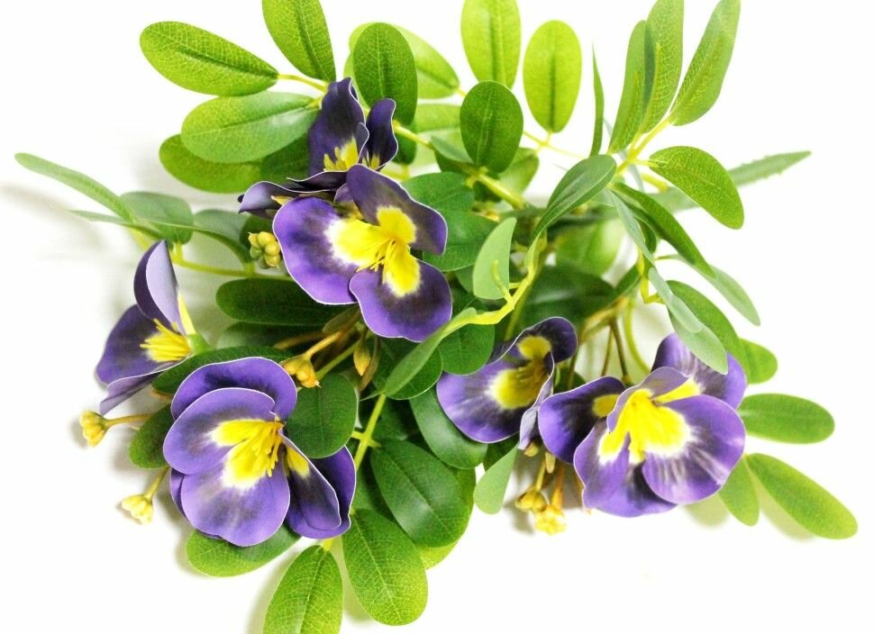 Искусственные цветы для декора для кашпо Азалия японская горшечная 27см сиреневая