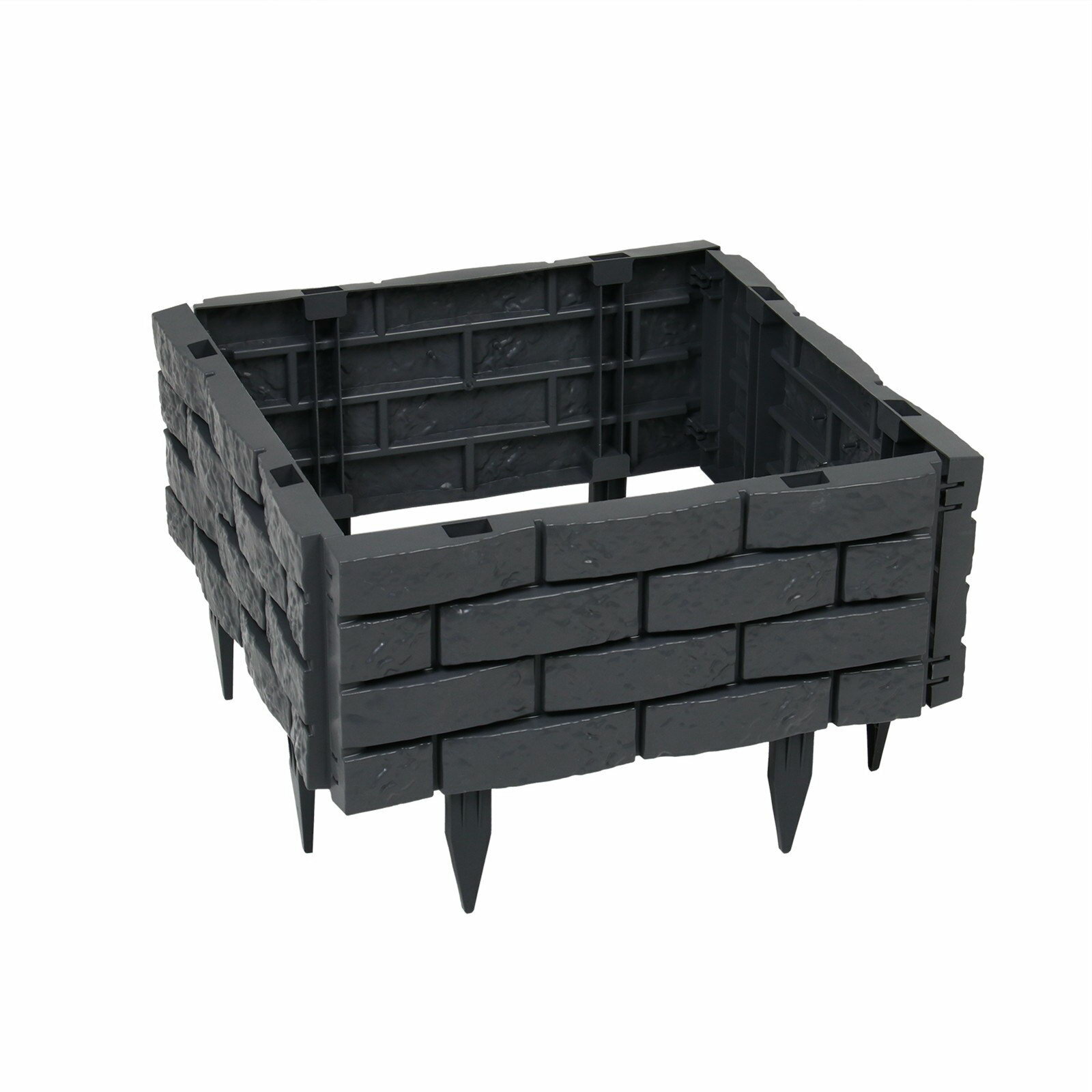 Грядка пластиковая, 4 секции, 45x45x20 см, цвет графит, цвет: серый