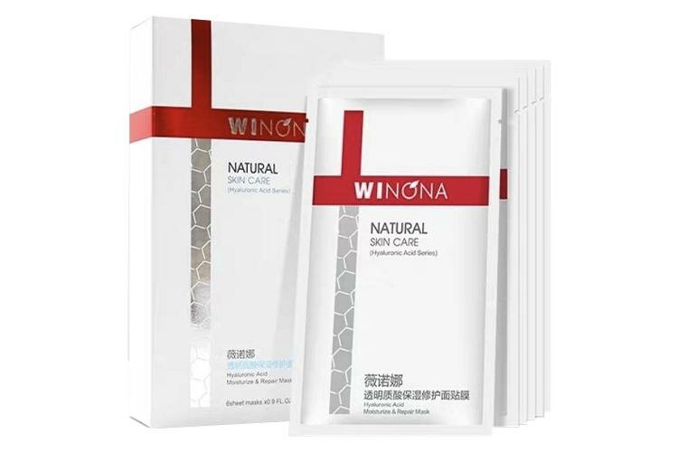Маска для лица женская Winona Гиалуроновая 25ml*6, увлажняющая, восстанавливающая, тканевая