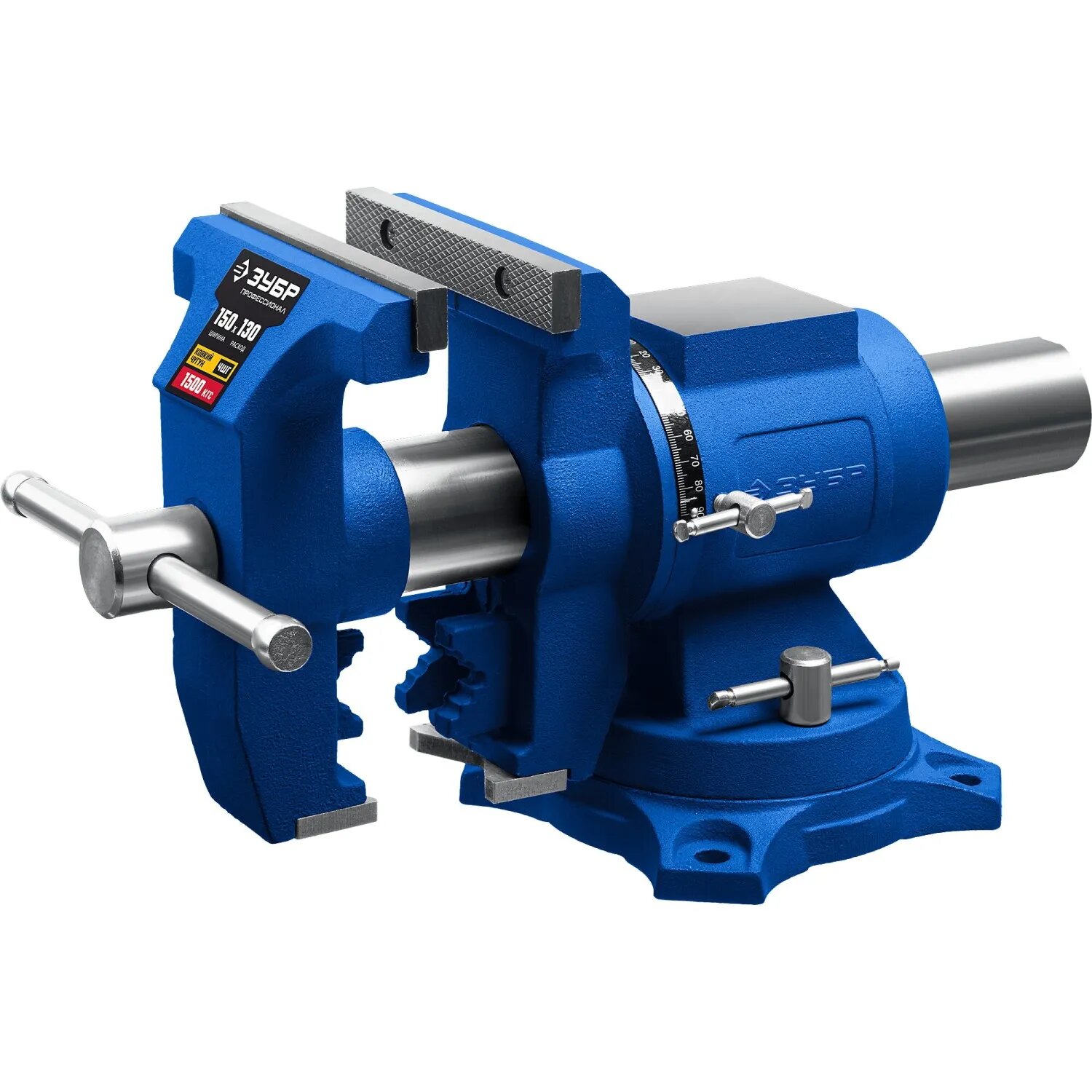 Тиски ЗУБР ЭКСПЕРТ-3D 32712-150 синий, многофункциональные, слесарные, 150 мм