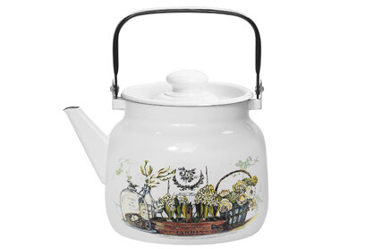Чайник эмалированный 3,5л Винтаж с цветочным узором для всех плит, Лысьвенские эмали