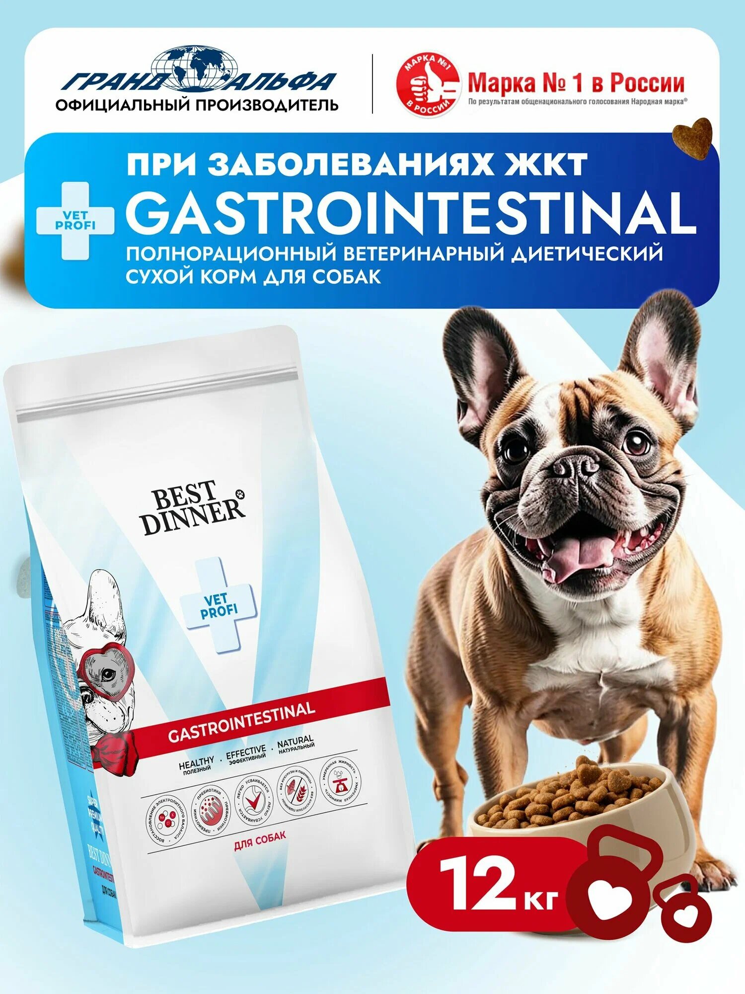 Сухой корм для собак Best Dinner (Бест Диннер) Vet Profi Gastrointestinal, при заболеваниях ЖКТ, 12кг