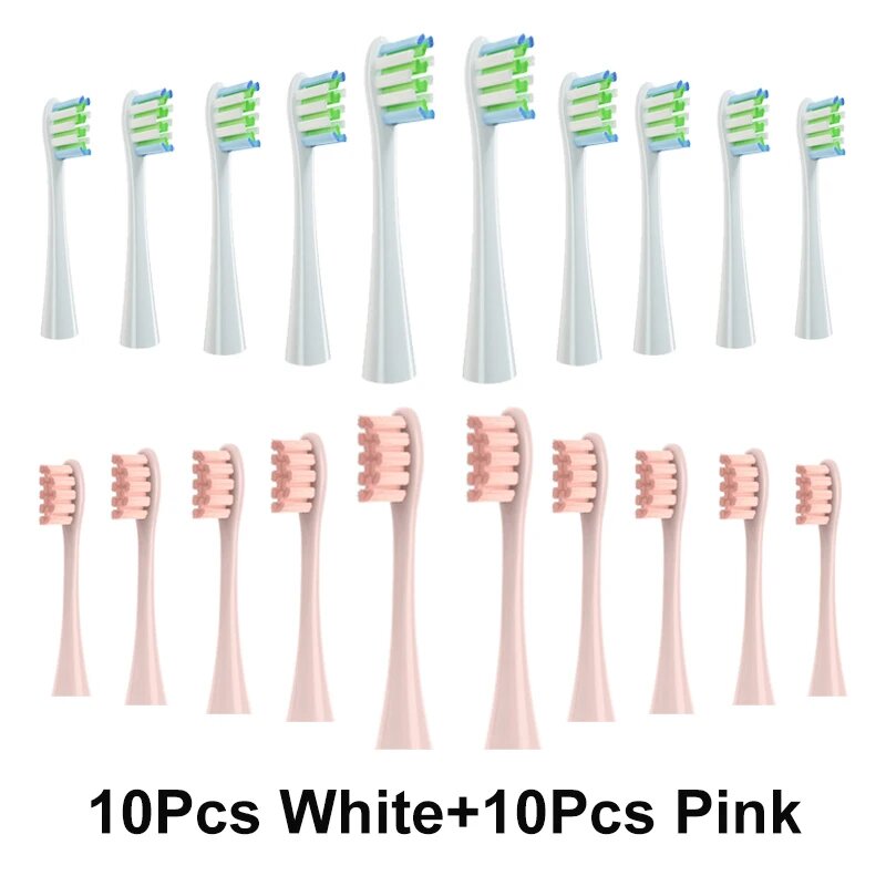 Насадки для Oclean, 10шт White + 10шт Pink, мягкие