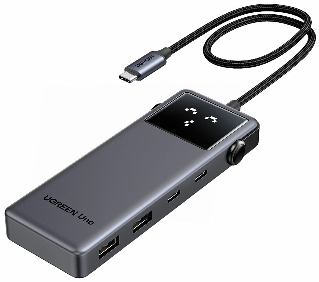 USB-концентратор (хаб) Ugreen CM888, UNO 6 в 1: 4Kх60ГЦ, USB-C - HDMI 2хUSB-А 3.2 2хUSB-С 3.2 PD, серый (35998)