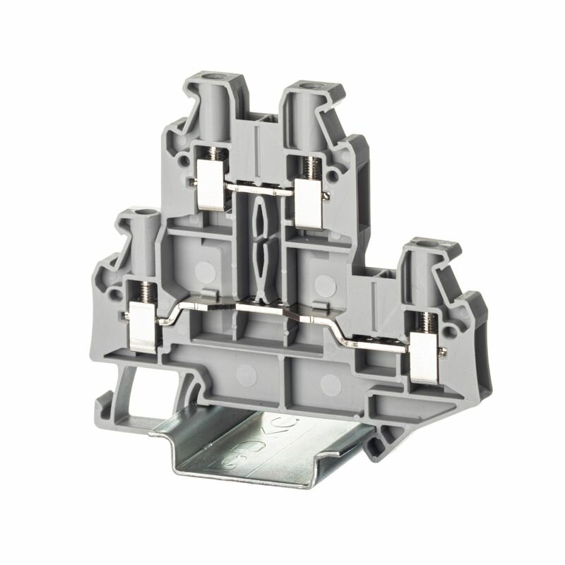 Клемма двухуровневая винтовой зажим 4 точки подключения 4кв. мм сер, DKC TTURB-4 (50 шт.)