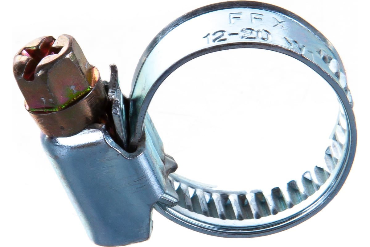 Хомуты червячные из оцинкованной стали Fortisflex PL-9/W1 (d12-20 мм) (68982) (1 шт)