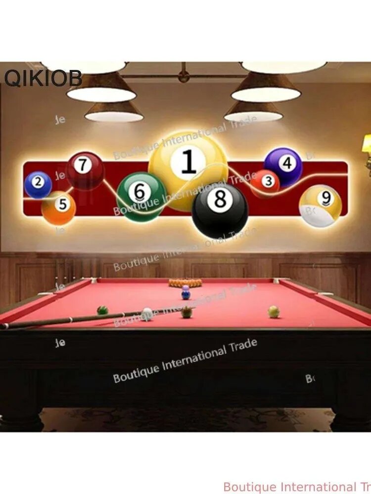 QIKIOB Декоративная картина со светодиодной подсветкой Подходит для бильярдных залов, 120X40cm