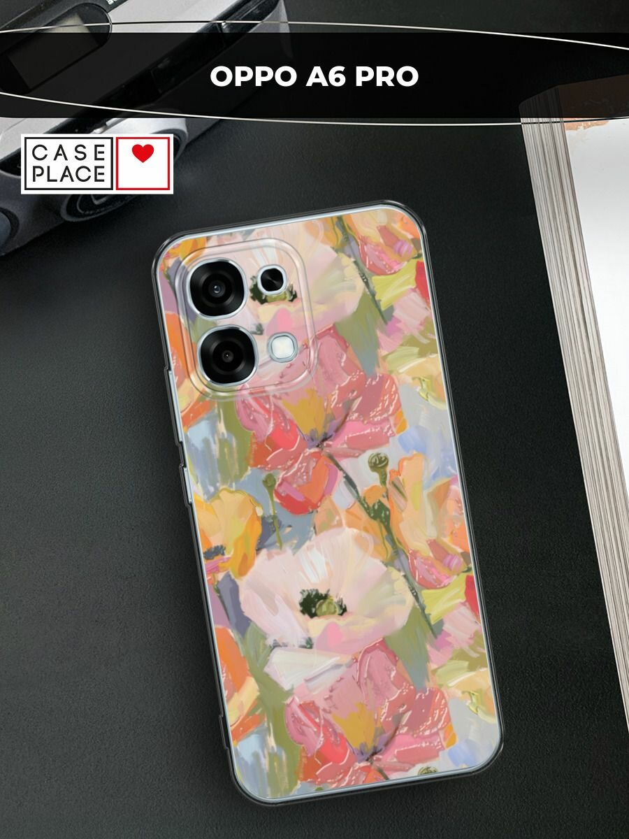 Силиконовый чехол на Oppo A6 Pro / Оппо A6 Про с принтом Акварельные анемоны