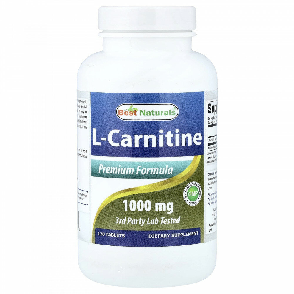 Best Naturals, L-карнитин, 1000 мг, 120 таблеток