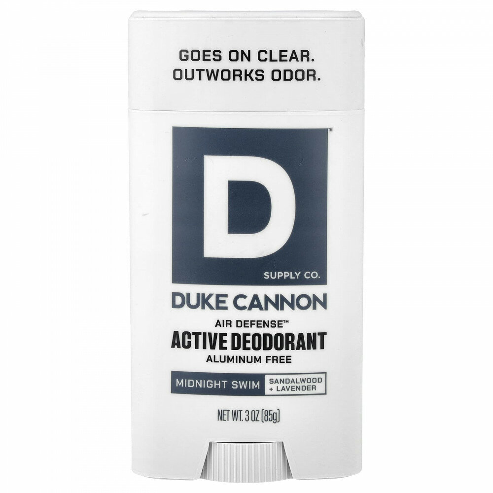 Duke Cannon Supply Co, Air Defense™, активный дезодорант, без алюминия, для полночного купания, 85 г (3 унции)