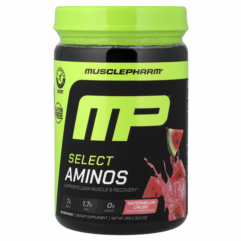 MusclePharm, Select Aminos, аминокислоты, со вкусом арбуза, 355 г (12,5 унции)