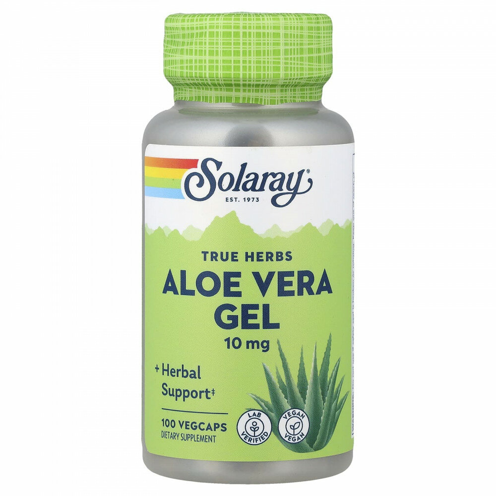 Solaray, True Herbs, гель из алоэ вера, 100 капсул VegCap