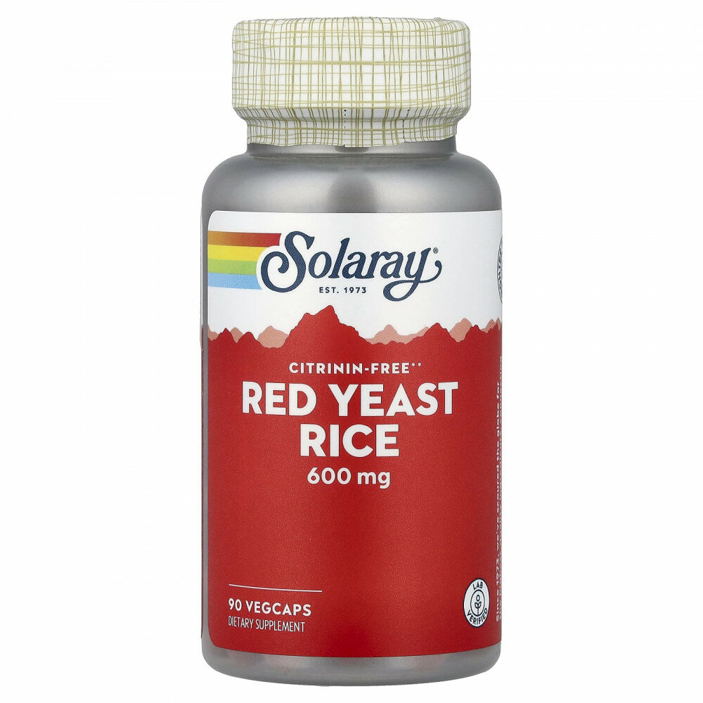 Solaray, красный ферментированный рис, 600 мг, 90 растительных капсул