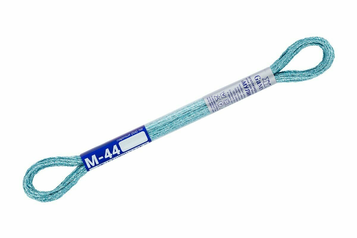 2 шт. Нитки для вышивания "Gamma" мулине NM металлик 100% полиэстер 8 м М-44 голубой