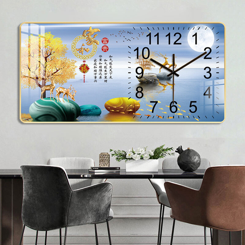 Новые настенные часы в стиле легкой роскоши для гостиной, декоративная картина, настенные часы для прихожей, креативные бесшумные часы в китайском стиле для столовой.