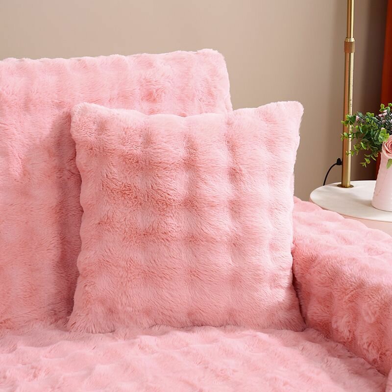 Скандинавская однотонная утолщенная подушка из кроличьего меха без наполнителя, подходит для дивана в гостиной, офисной подушки для спины и подушки для изголовья кровати.