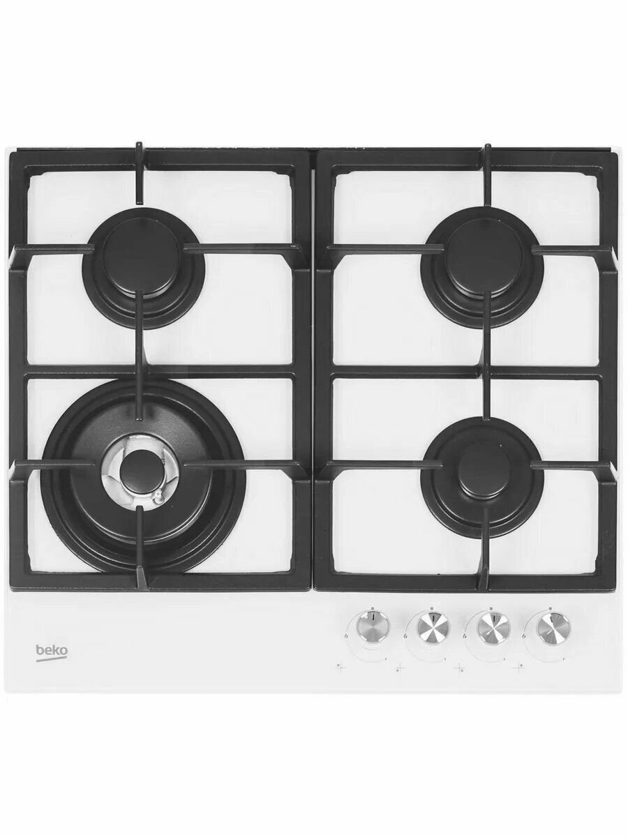 Встраиваемая варочная поверхность Beko HILW64225SW белая, газовая, конфорка WOK, газ-контроль