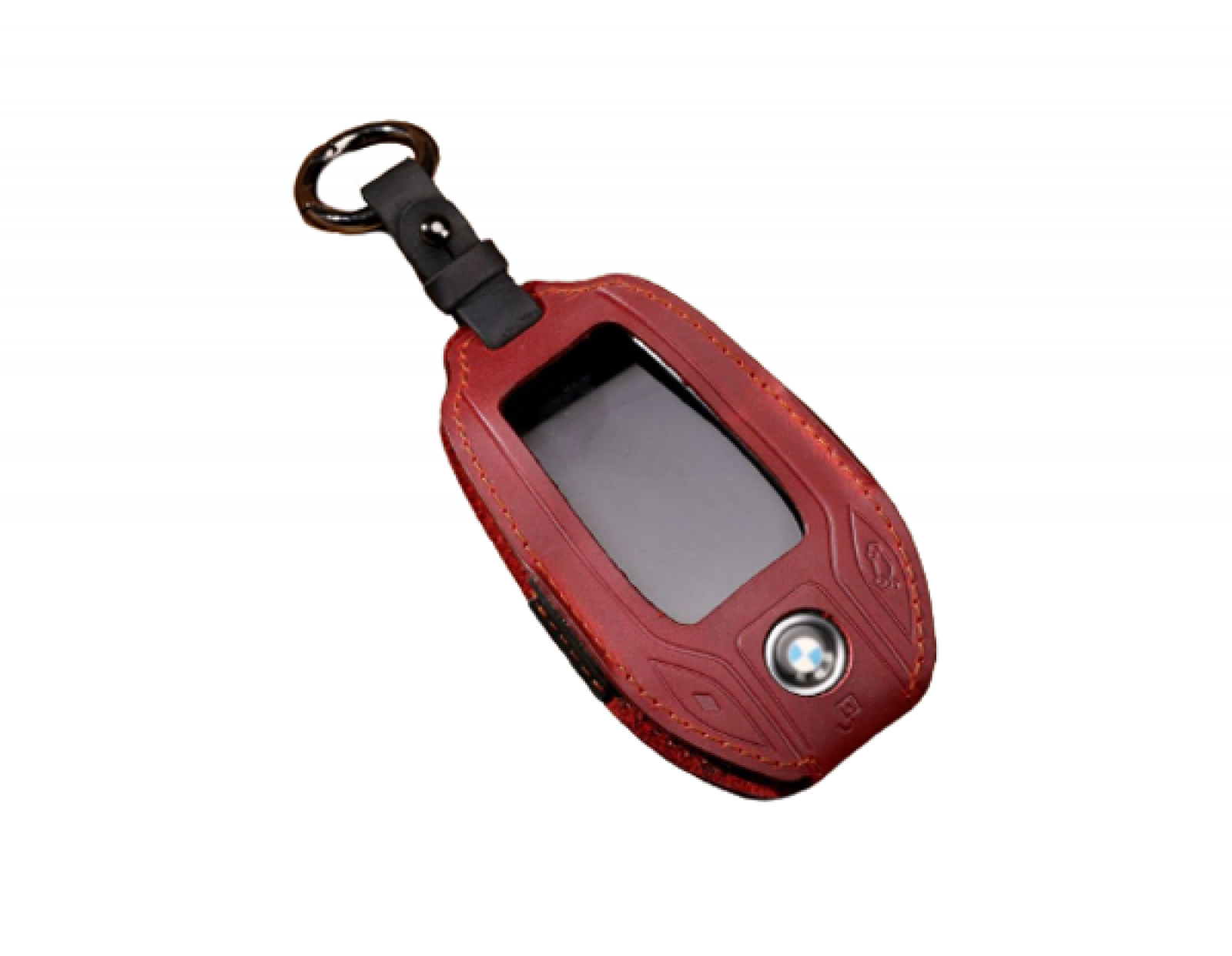 Защитный кожаный чехол MyPads для смарт ключа BMW и MINI Display Key красный с черными элементами