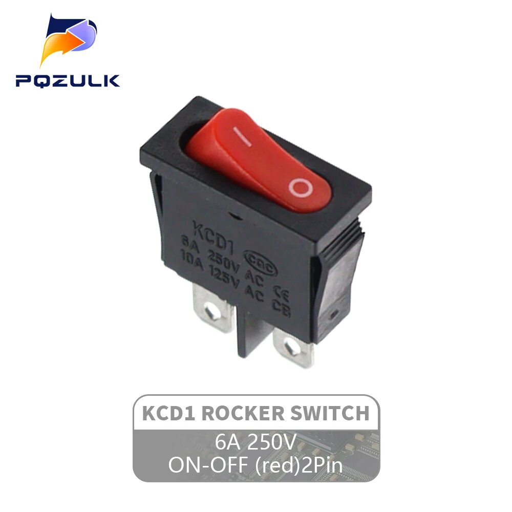 Переключатель KCD1 Rocker 6A 250V красный 2Pin 5PCS