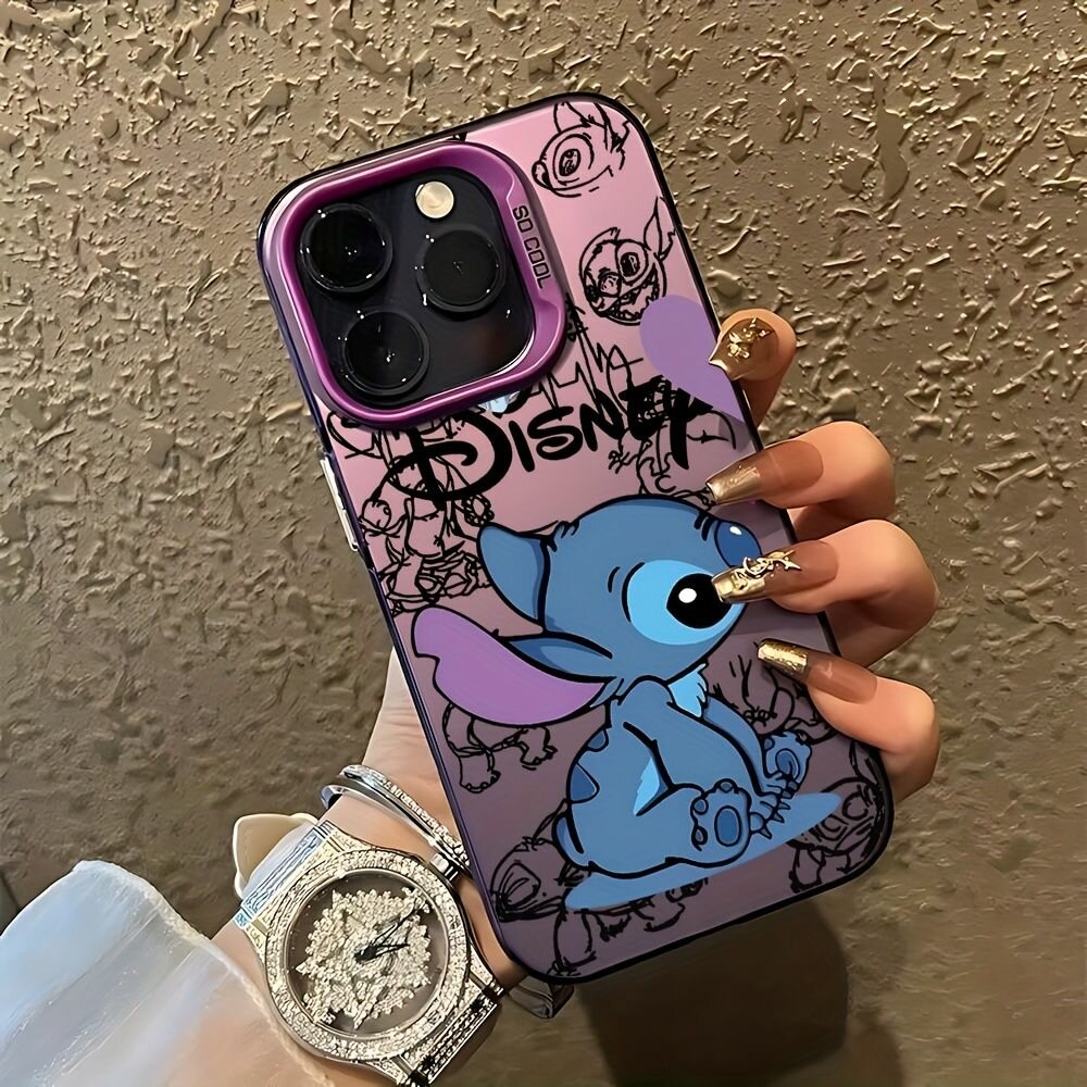 Чехол на Айфон 13/14 / iPhone 13/14 Фиолетовый с Стич Аниме силиконовый ударопрочный