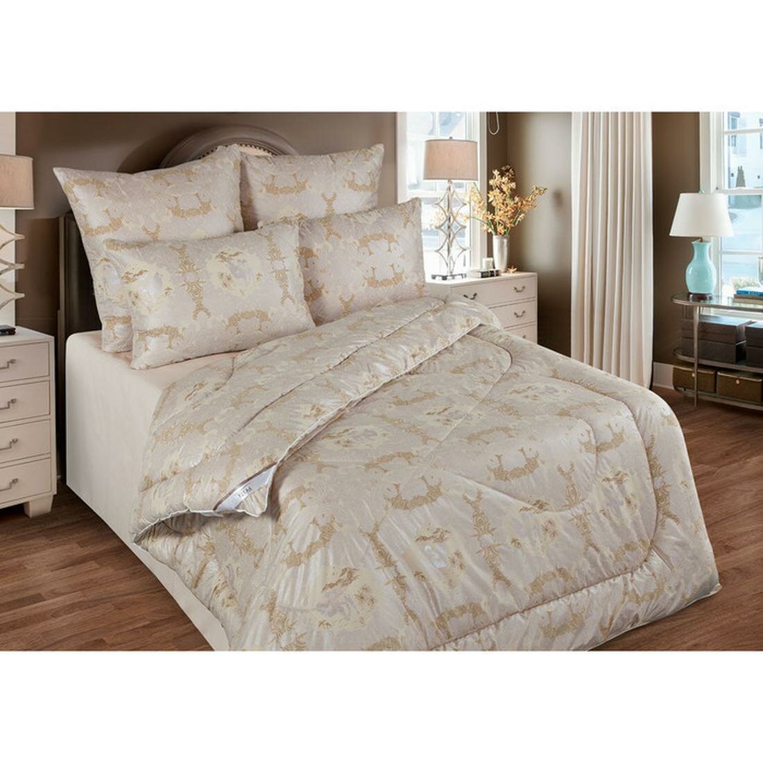 Одеяло зимнее (утеплённое) евро, 220×205 см, шерсть верблюда, ткань глосс-сатин