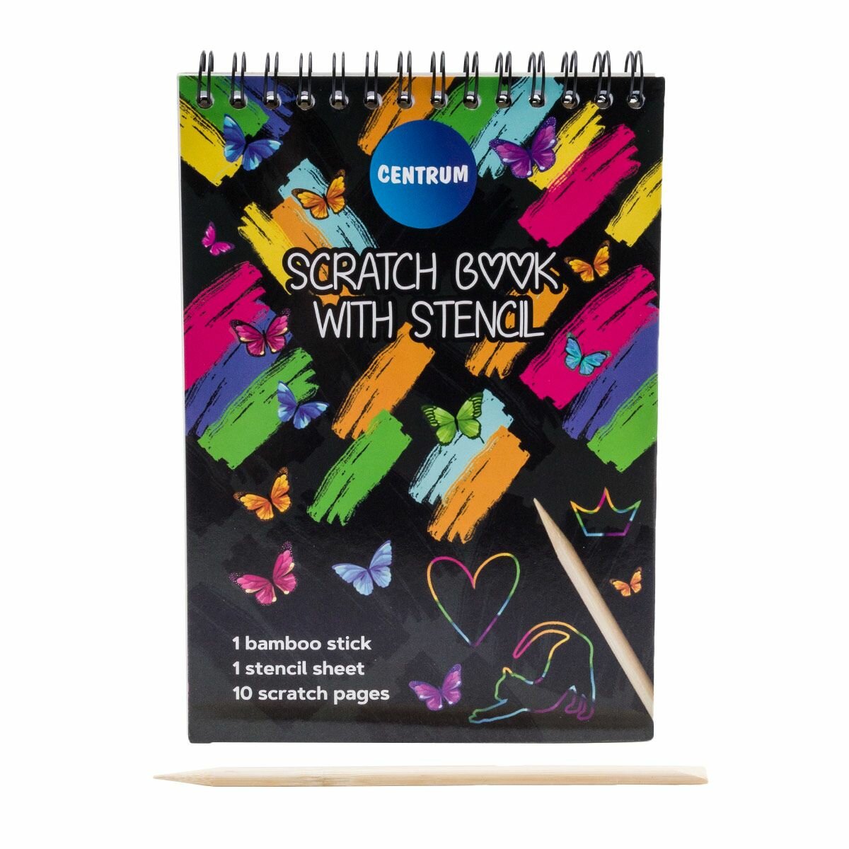 Блокнот гравюра, 10 листов + деревянная палочка, 17,5*12,4 см, Centrum