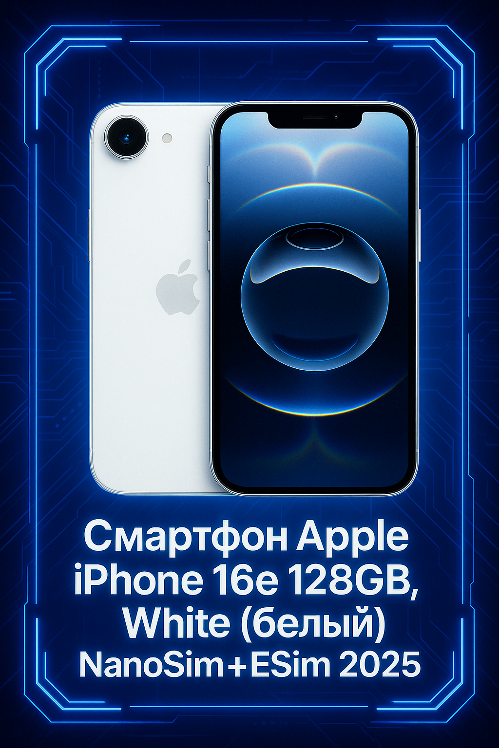 Смартфон Apple iPhone 16e 128GB, White (белый) NanoSim+ESim 2025